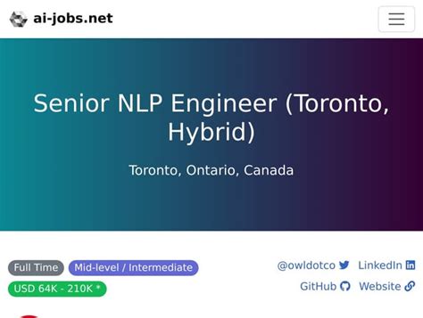 Hiring Senior Nlp Engineer Toronto Hybrid In Toronto Ontario Canada Raimljobs