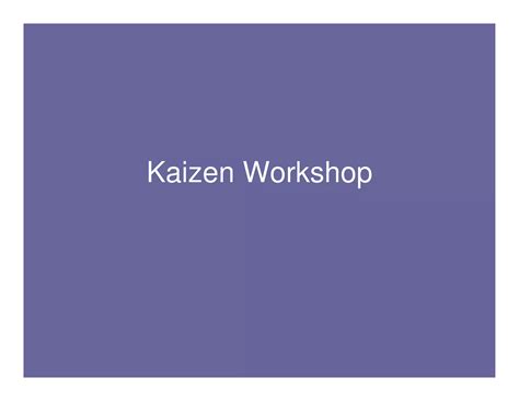 Kaizen Workshop Pdf