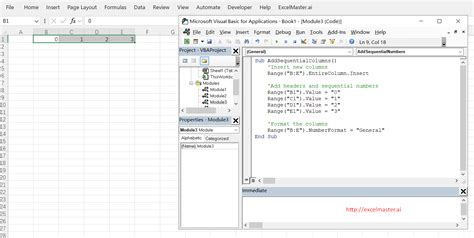 How To Add Columns With Sequential Numbers 0123 Using Vba In Excel