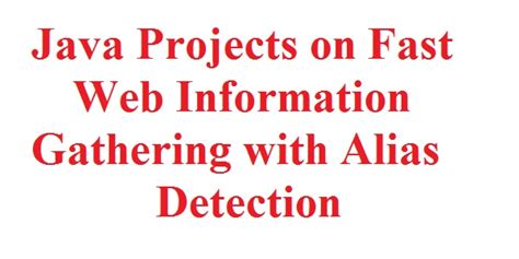 Java Projects On Fast Web Information Gathering With Alias Detection