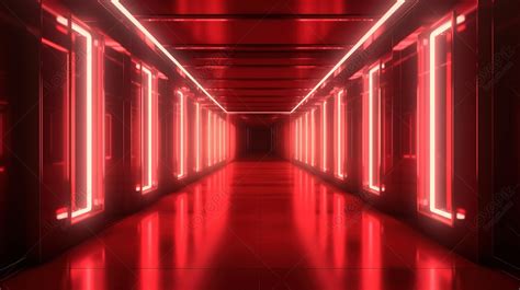 빨간색 네온 조명을 사용한 조명 콘크리트 바닥 타일 복도 입구의 놀라운 3d 렌더링 시선을 사로잡는 시각적 요소 3d 요소 배경 요소 배경 비추다 배경 이미지 Hd