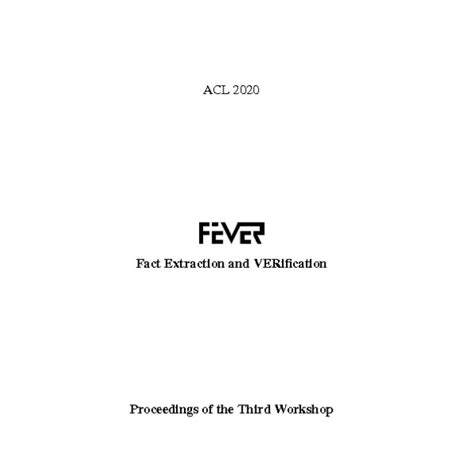 Proceedings Of The Third Workshop On Fact Extraction And Verification Fever Acl Anthology