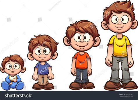 Niño De Caricatura Creciendo Ilustración De Vector De Stock Libre De