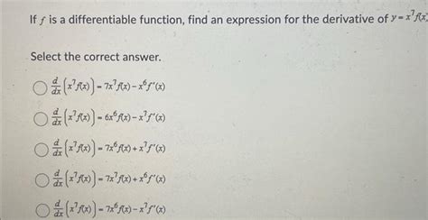Solved If F Is A Differentiable Function Find An Expression Chegg