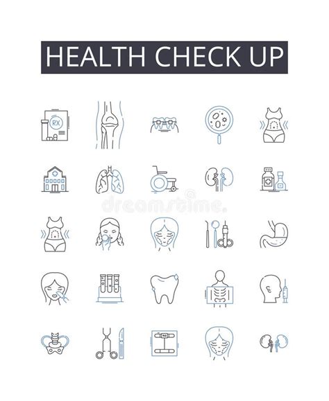 Health Check Up Line Icons Collection Correct Fix Rectify Adjust Remedy Repair Solve