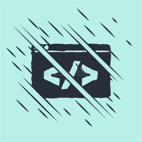 Black Web Design And Front End Development Icon Isolated On Green Background Glitch Style Stock