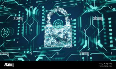 Image Of Padlock Connections And Data Processing Over Circuit Board