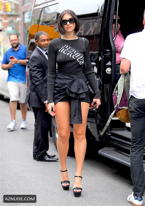 Dua Lipa Sexy Shows Legs In A Nice Ribbon Short Skirt In New York City