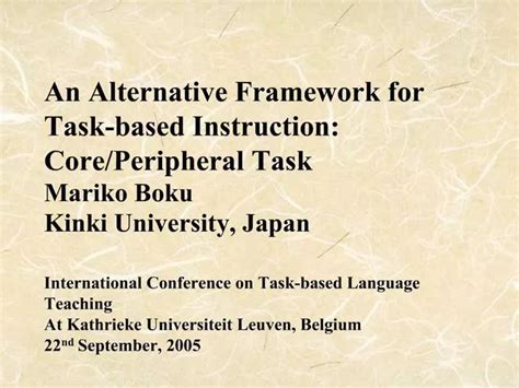 Ppt An Alternative Framework For Task Based Instruction Core