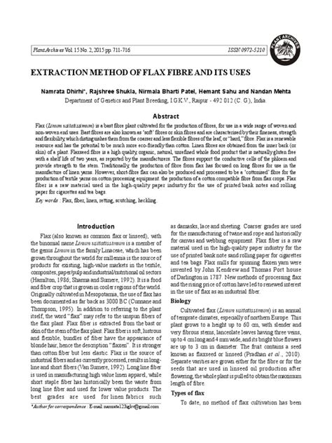 Extraction Method Of Flax Fibre And Its Uses Download Free Pdf Flax Linens