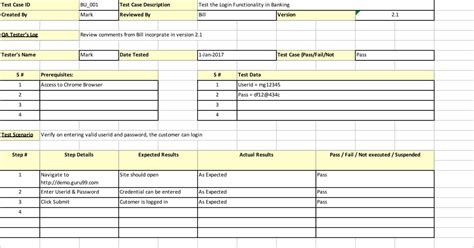 Free Printable Test Case Templates [word Excel Pdf]