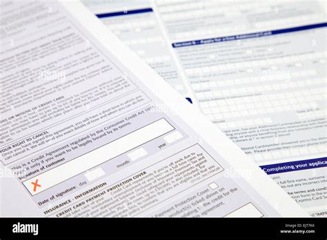 Credit Card Application Forms Stock Photo Alamy