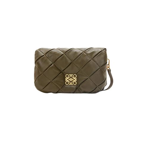 로에베 미니 퍼퍼 고야 백 인 샤이니 나파 램스킨 다크 카키 그린 Loewe Kream