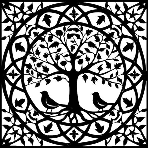 Premium Photo Frame Of Stained Glass Window Cnc Art With Tree Of Life Design And B Cnc Die Cut