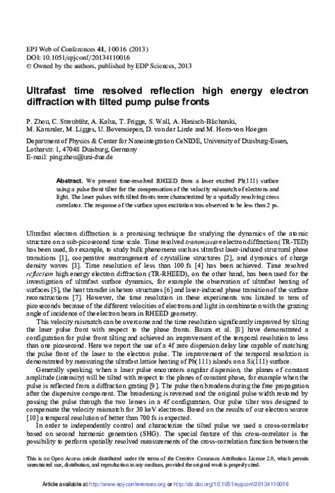 Pdf Ultrafast Time Resolved Reflection High Energy Electron