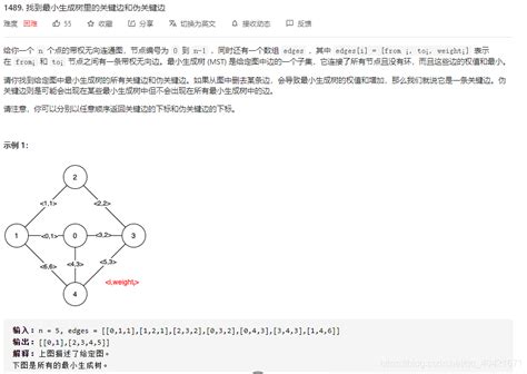 Leetcode 最小生成树（并查集） 1489 找到最小生成树里的关键边和伪关键边flagres Csdn博客