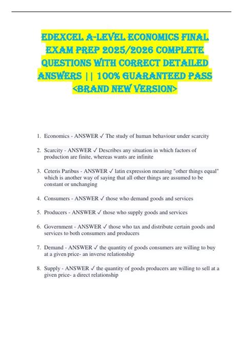 edexcel a level economics final exam prep 2025 2026 complete questions