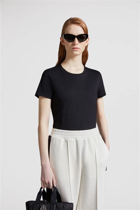 블랙 로고 자수 티셔츠 탑 And 티셔츠 몽클레르