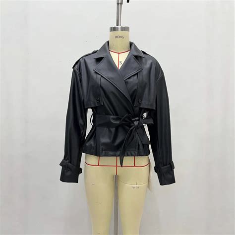 Womens Leather Belt Waist Slim Fit Street Jackets Ecnwa