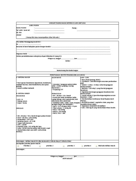 Ceklis Icu Pdf