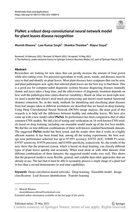 Planet A Robust Deep Convolutional Neural Network Model For Plant Leaves Disease Recognition