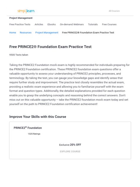 Prince2® Foundation Mock Exam Free Practice Test Simplilearn Pdf