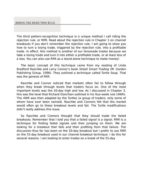 riding the rejection rule riding the rejection rule the third pattern recognition technique is