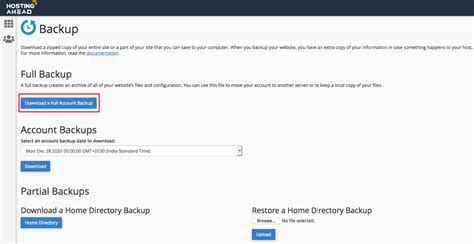 How To Download A Home Directory Backup In Cpanel Hosting Ahead Blog