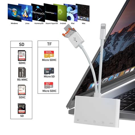 Fancing In SD Card Reader For IPhone IPad Computer Lightn Ing USB A USB C Connector To