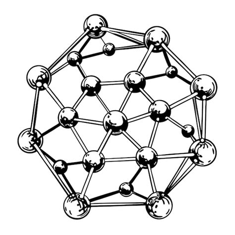 Black And White Illustration Of A Complex Molecular Structure With