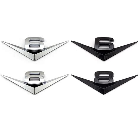 자동차 펜더 배지 데칼 트렁크 로고 V6 스티커 V8 엠블럼 지프 컴퍼스 랭글러 그랜드 체로키 V6 V8 액세서리 3d 메탈 블랙