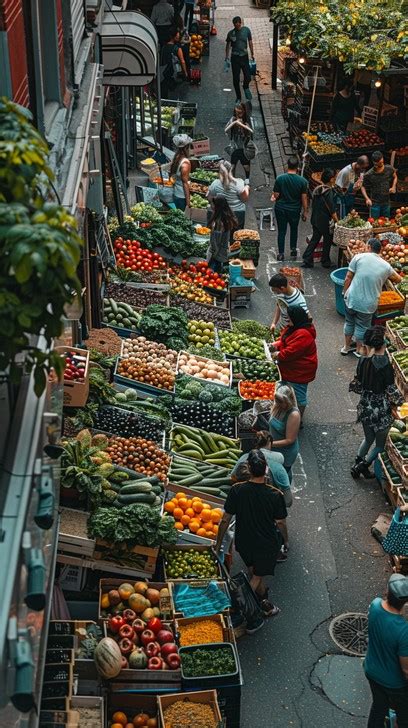 Free Bustling Street Market Image Market Street Vegetables