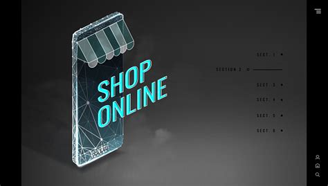 온라인 상점 스마트 폰 인터넷 상점 낮은 폴리 와이어 프레임 스타일 어닝 및 텍스트가 있는 아이소메트릭 스마트폰 모바일 마케팅 및 전자 상거래의 개념 어두운 배경에 격리 된