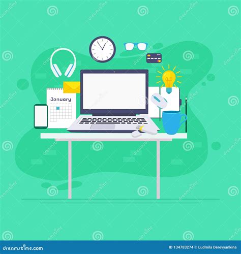 Workspace Analytics Optimization Management Modern Vector Illustration Concept Isolated On