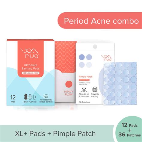 Buy Nua Period Acne Combo Xl Pads And Pimple Patches Online Price ₹345 Instant Delivery