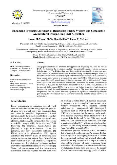 Pdf Enhancing Predictive Accuracy Of Renewable Energy Systems And Sustainable Architectural
