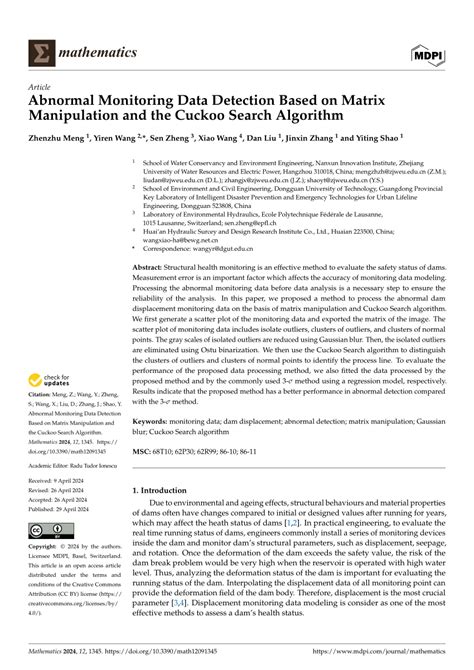 Pdf Abnormal Monitoring Data Detection Based On Matrix Manipulation And The Cuckoo Search