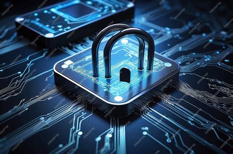 Premium Photo Security Concept Lock Icon With Circuit Board On Technology Background Cyber