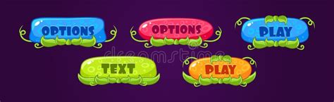 Glossy Button With Green Grass For Game User Interface Vector Set Stock Vector Illustration Of