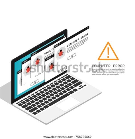 Isometric Computer Bug Error Notification Popup Stock Vector Royalty Free 758725669 Shutterstock