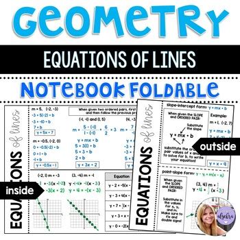 Geometry Equations Of Lines Foldable For Interactive Notebook TPT