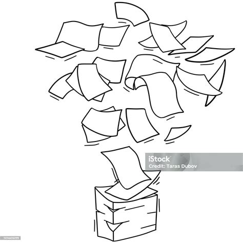 Flying Paper Blank Sheet Thrown Object White Trash Cartoon Flat Illustration Stock Illustration