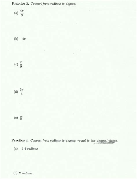 Solved Practice Convert From Degrees To Radians Reduce Chegg