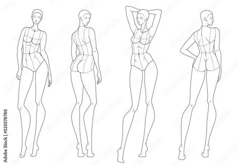 Fashion Figure Ten Heads Design Template Croquis Wearing Bodice