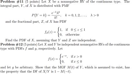 solved problem 11 5 points let x be a nonnegative rv of