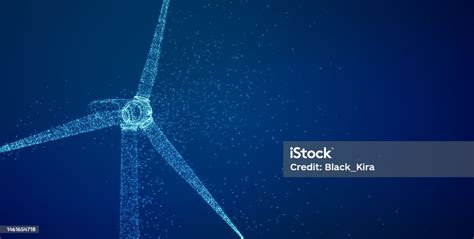 입자 라인 아트가 있는 풍력 터빈 에코 전력 기술 개념 녹색 대체 전력원에서 재생 에너지 생성 혁신적인 풍차 배경 3d 그림 3차원 형태에 대한 스톡 사진 및 기타 이미지