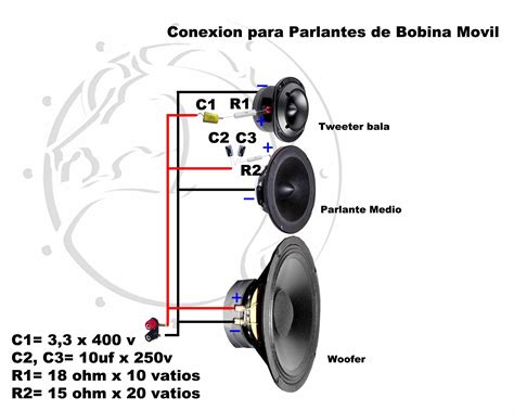 Two Speakers Are Connected To Each Other And Labeled With The Corresponding Parts For Each Speaker