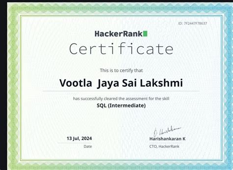 Vootla Jaya Sai Lakshmi On Linkedin Intermediate