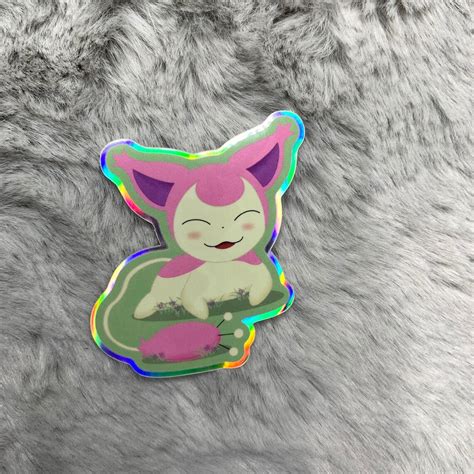 Shiny Holographic Skitty Pokémon Sticker Etsy