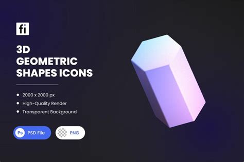 Premium Psd 3d Geometric Shapes Illustrations Hexagonal Prism